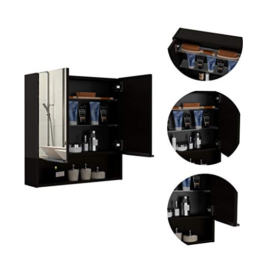 FM FURNITURE Ozark 24" Mirrored Medicine Cabinet with Shelf & Closed Storage for Bathroom