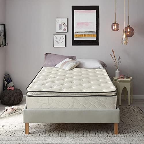 Greaton Medium Plush Pillowtop Innerspring Fully Assembled Mattress, Good for The Back, 75" X 44", White with Black Tape