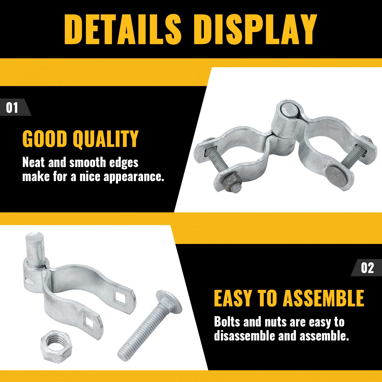 Chain Link Fence Gate Hinge Kit, VIVIDA 1-5/8" Gate Hinge Include Female Gate Hinge(2 PCS), Male Gate Hinge(2 PCS), Chain Link Fence Gate Hinge, Galvanized Gate Hinge, Chain Link Fence Parts