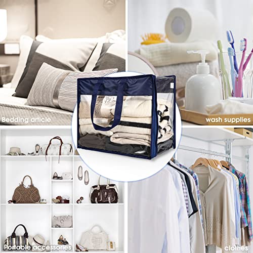 GXaryFulin 3Pack Clear Storage Bags for Clothes, Blanket, Sweaters, (18''x15''x 9'') Thick Version (Purple)