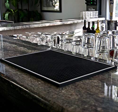 Highball & Chaser Premium Bar Mat 18in x 12in 1cm Thick Durable and Stylish Service Bar Mat for Spills, Coffee, Bars, Restaurants, Counter Top Dish Drying Mat, Glass Drying Mat
