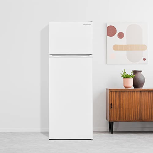 Magic Cool MCR74V0W Apartment Refrigerator Freestanding Slim Design Full Fridge with Top Freezer for Condo, House, Small Kitchen Use, White