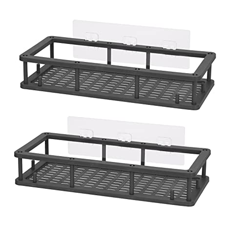 Infitran 2-Pack Shower Caddy Basket Shelf No Drilling Traceless Adhesive Shower Wall Shelves Bathroom Shower Storage Organizer Shampoo Holder Organizer for Bedroom Bathroom Living Room Kitchen (2)