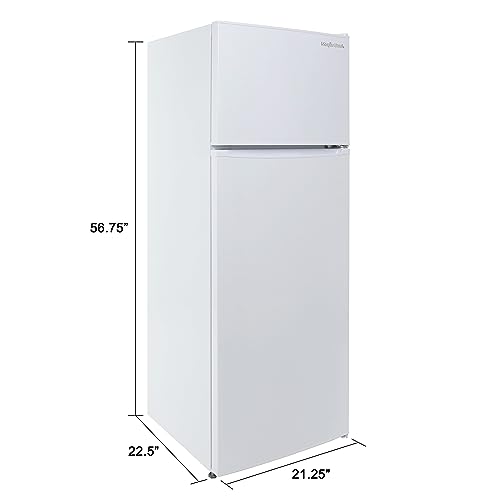 Magic Cool MCR74V0W Apartment Refrigerator Freestanding Slim Design Full Fridge with Top Freezer for Condo, House, Small Kitchen Use, White