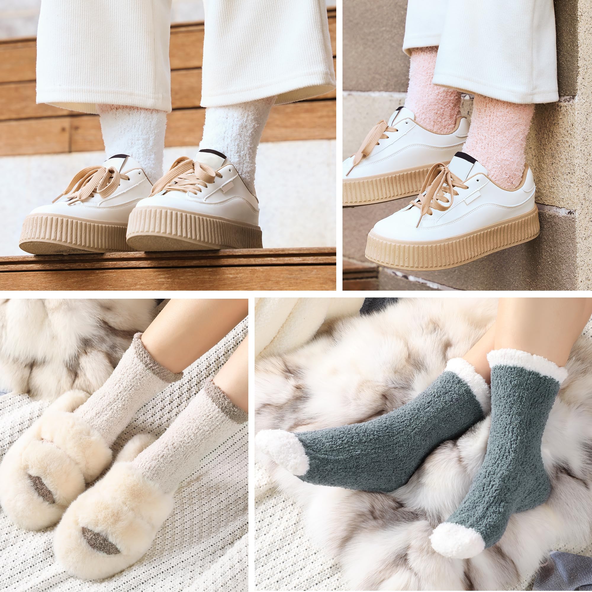 Fuzzy Socks for Women - Womens Fuzzy Socks Fluffy Cozy Socks Warm Socks for Women Slipper Socks Soft Comfy Sleeping Socks Gift for Women