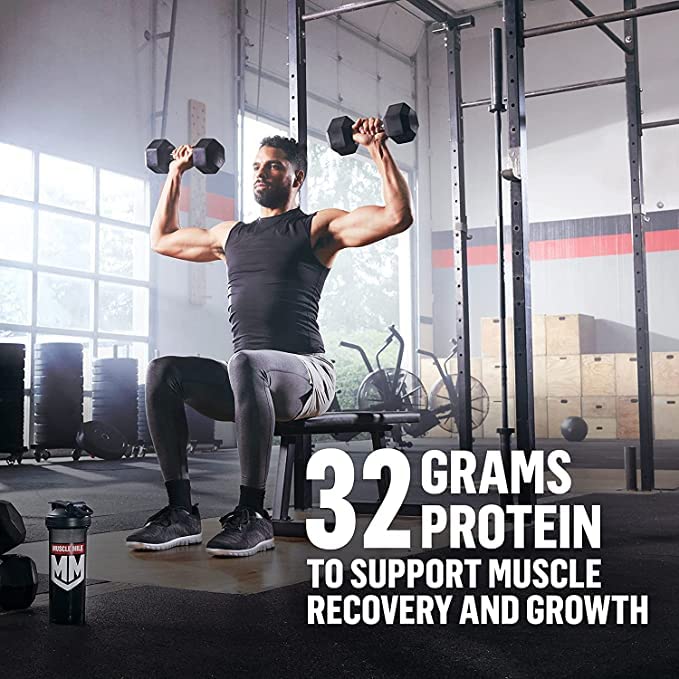 Muscle Milk Genuine Protein Powder, Strawberries ‘N Crème, 1.93 Pounds, 12 Servings, 32g Protein, 3g Sugar, Calcium, Vitamins A, C & D, NSF Certified for Sport, Energizing Snack, Packaging May Vary