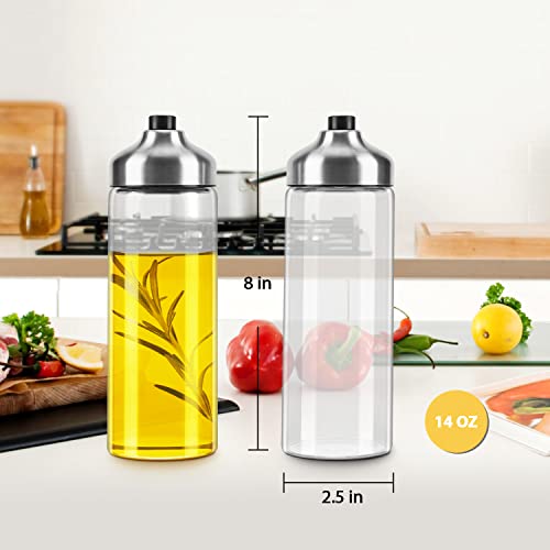 Aelga Olive Oil Dispenser - 14 OZ Glass Oil and Vinegar Dispenser Set - Oil Dispenser Bottles for Kitchen No Drip-Set of 2