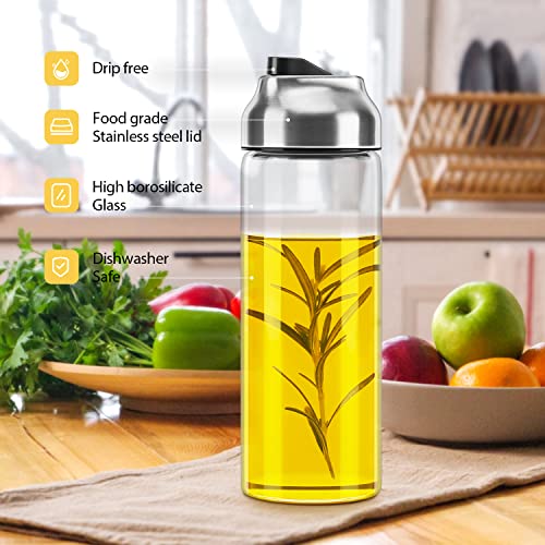 Aelga Olive Oil Dispenser - 14 OZ Glass Oil and Vinegar Dispenser Set - Oil Dispenser Bottles for Kitchen No Drip-Set of 2
