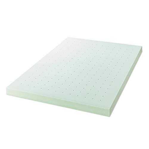 Best Price Mattress 4 Inch Ventilated Memory Foam Mattress Topper with Calming Green Tea Infusion, CertiPUR-US Certified, Twin, 4" Green Tea
