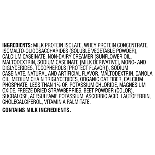 Muscle Milk Genuine Protein Powder, Strawberries ‘N Crème, 1.93 Pounds, 12 Servings, 32g Protein, 3g Sugar, Calcium, Vitamins A, C & D, NSF Certified for Sport, Energizing Snack, Packaging May Vary