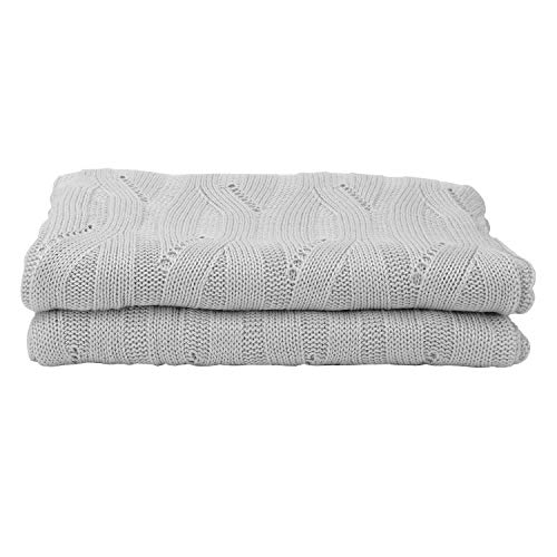 Lightweight Cooling Summer Throw Blanket, 100% Bamboo Fiber Made, Silky-Soft Smooth Knit Throws for Sofa/Bed/Travel, 47”X70”