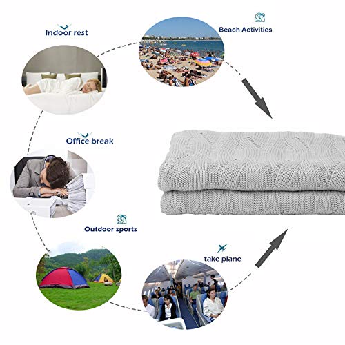 Lightweight Cooling Summer Throw Blanket, 100% Bamboo Fiber Made, Silky-Soft Smooth Knit Throws for Sofa/Bed/Travel, 47βX70β