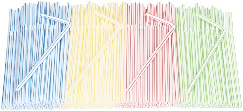 Flexible Plastic Straws Colored BPA-Free Disposable Bendy Straw 8" Long (200 Pack, Colorful)