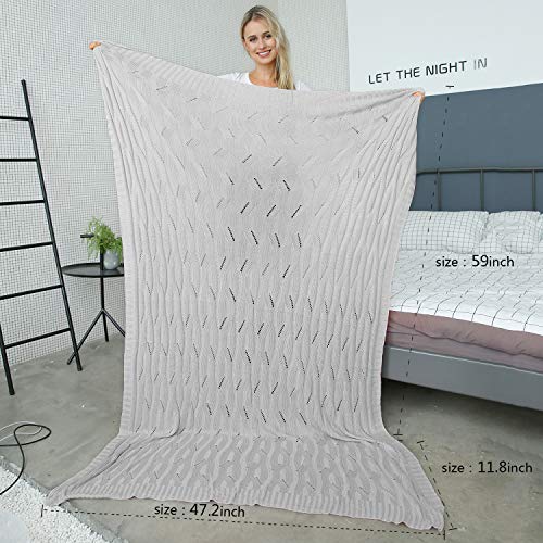 Lightweight Cooling Summer Throw Blanket, 100% Bamboo Fiber Made, Silky-Soft Smooth Knit Throws for Sofa/Bed/Travel, 47βX70β