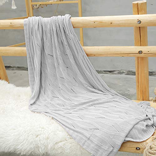 Lightweight Cooling Summer Throw Blanket, 100% Bamboo Fiber Made, Silky-Soft Smooth Knit Throws for Sofa/Bed/Travel, 47βX70β