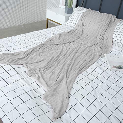 Lightweight Cooling Summer Throw Blanket, 100% Bamboo Fiber Made, Silky-Soft Smooth Knit Throws for Sofa/Bed/Travel, 47βX70β
