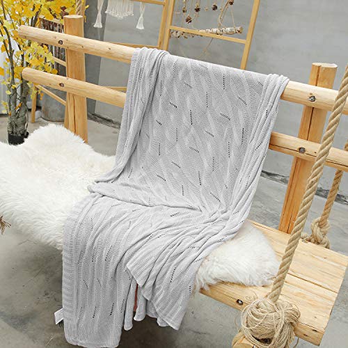 Lightweight Cooling Summer Throw Blanket, 100% Bamboo Fiber Made, Silky-Soft Smooth Knit Throws for Sofa/Bed/Travel, 47βX70β