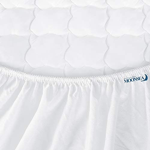 Deep Pocket Queen Mattress Pad and 3pcs Queen Sheet Set, Extra Thick Quilted Mattress Topper Air Mattress Cover, Sheets with Pockets on Side, Fits 16 to 24 Inch Pillow Top Mattress