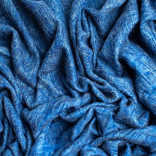Extra Midnight Blue Soft Yak Wool Blend Blanket/Throw - Made in Nepal Size 48" x 96"