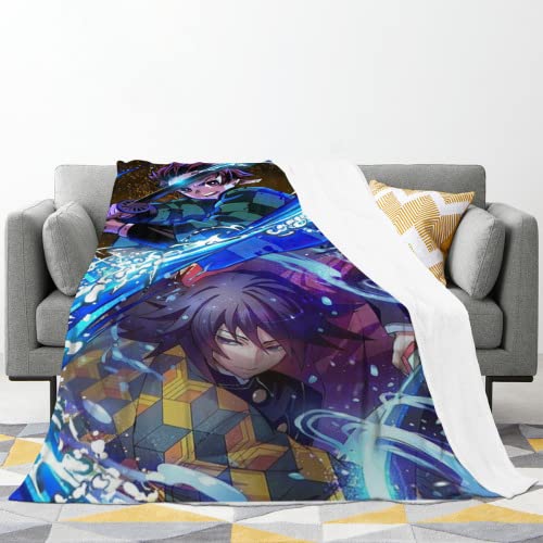 Anime Blanket Unisex Portable Ultra Soft Cartoon Demon Blanket, Bedding, Sofa and Living Room Flannel Throw Blanket 40* 50, 50 *60 (Blue 40x50)