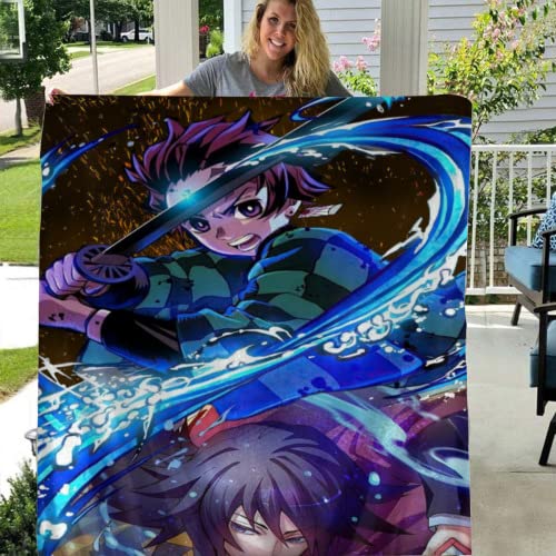Anime Blanket Unisex Portable Ultra Soft Cartoon Demon Blanket, Bedding, Sofa and Living Room Flannel Throw Blanket 40* 50, 50 *60 (Blue 40x50)