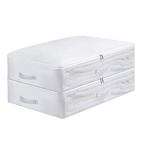 PVC Under-Bed Storage bags with Handle and Zipper Foldable Waterproof Organizer Bag for Clothing,Blankets, Comforters, Toys, Transparent,2or3 Pack
