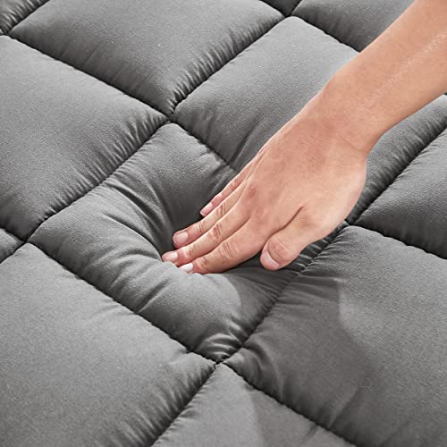 Mattress Pad - Pillow Topper with Stretches to 18β Deep Pocket Fits Up to 8β-21β Cooling Bed Topper,Soft and Breathable Mattress Protector Cover (Gray, Queen)