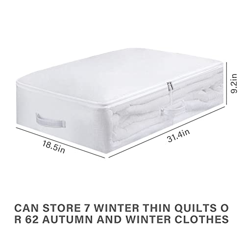 PVC Under-Bed Storage bags with Handle and Zipper Foldable Waterproof Organizer Bag for Clothing,Blankets, Comforters, Toys, Transparent,2or3 Pack