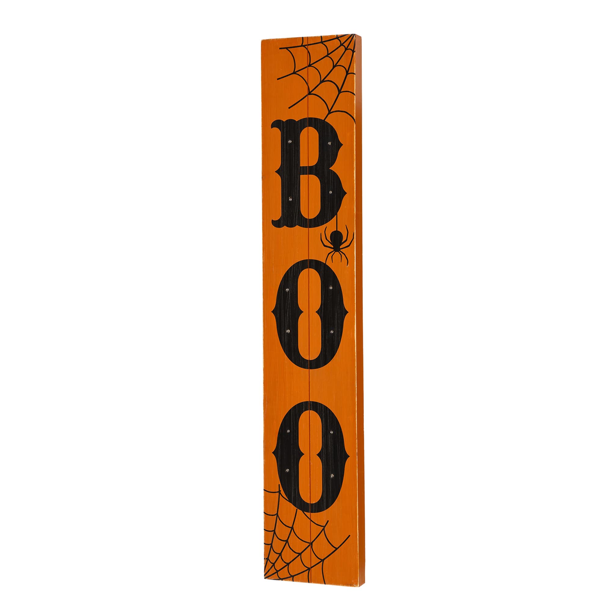Glitzhome 42" H Halloween Porch Board Sign with Timer 6 Hours On /18 Hours Off, Lighted Halloween "BOO" Hang Sign or Lean Against Wall Standing Sign, 12 LED Lights Wood Plaques for Outdoor Decor