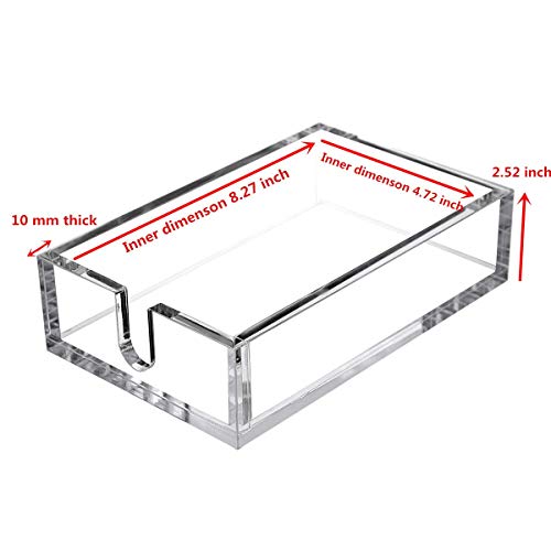 IEEK Acrylic Guest Towel Napkin Holder,Clear Bathroom Paper Hand Towels Storage Tray Modern Buffet Napkin Caddy,Fancy Flat Napkin Holders For Kitchen or Dining Room,9x5.5x2.5 Inch,Pack of 1