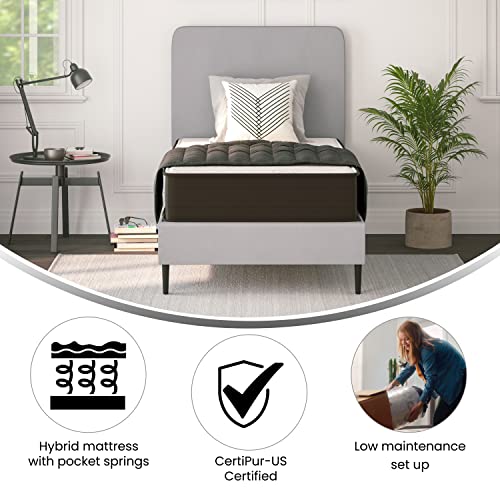 Flash Furniture Dream 10 Inch Hybrid Mattress, Twin Size High Density Foam and Innerspring Mattress in a Box, CertiPur-US Certified Foam