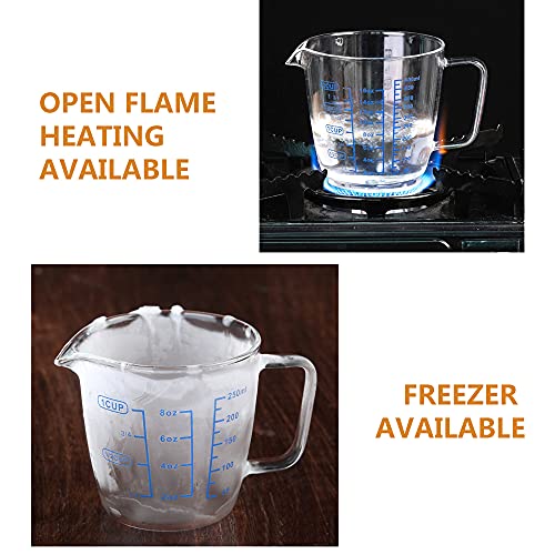 250ML/8 oz heat-resistant glass measuring cup with scale for laboratory, children's milk making, kitchen baking, etc.