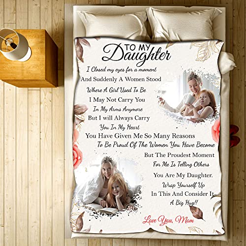 Launchigo Customized to My Daughter Blanket. Cozy Fleece Blanket for Birthday, Christmas & Daughter's Day Gift [Custom] (Daughter Blanket 12, 50" X 60")