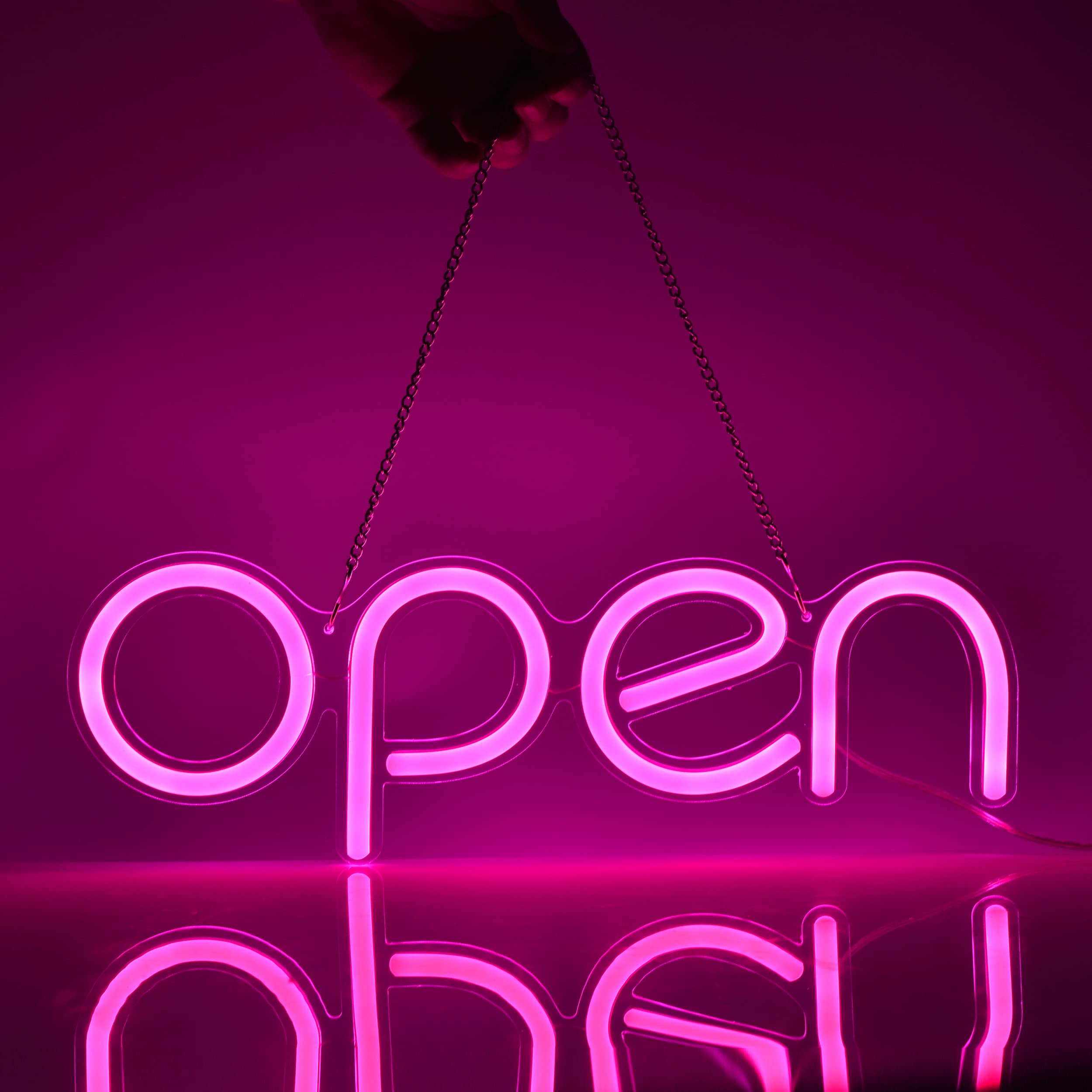 LED Open Sign,16x6 inch Open Signs for Business with Open Close Sign(Pink)