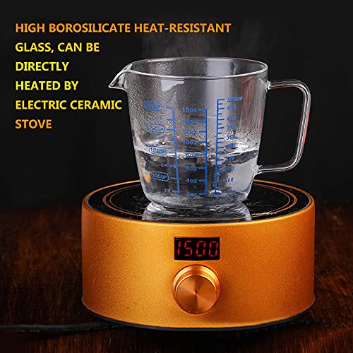 250ML/8 oz heat-resistant glass measuring cup with scale for laboratory, children's milk making, kitchen baking, etc.