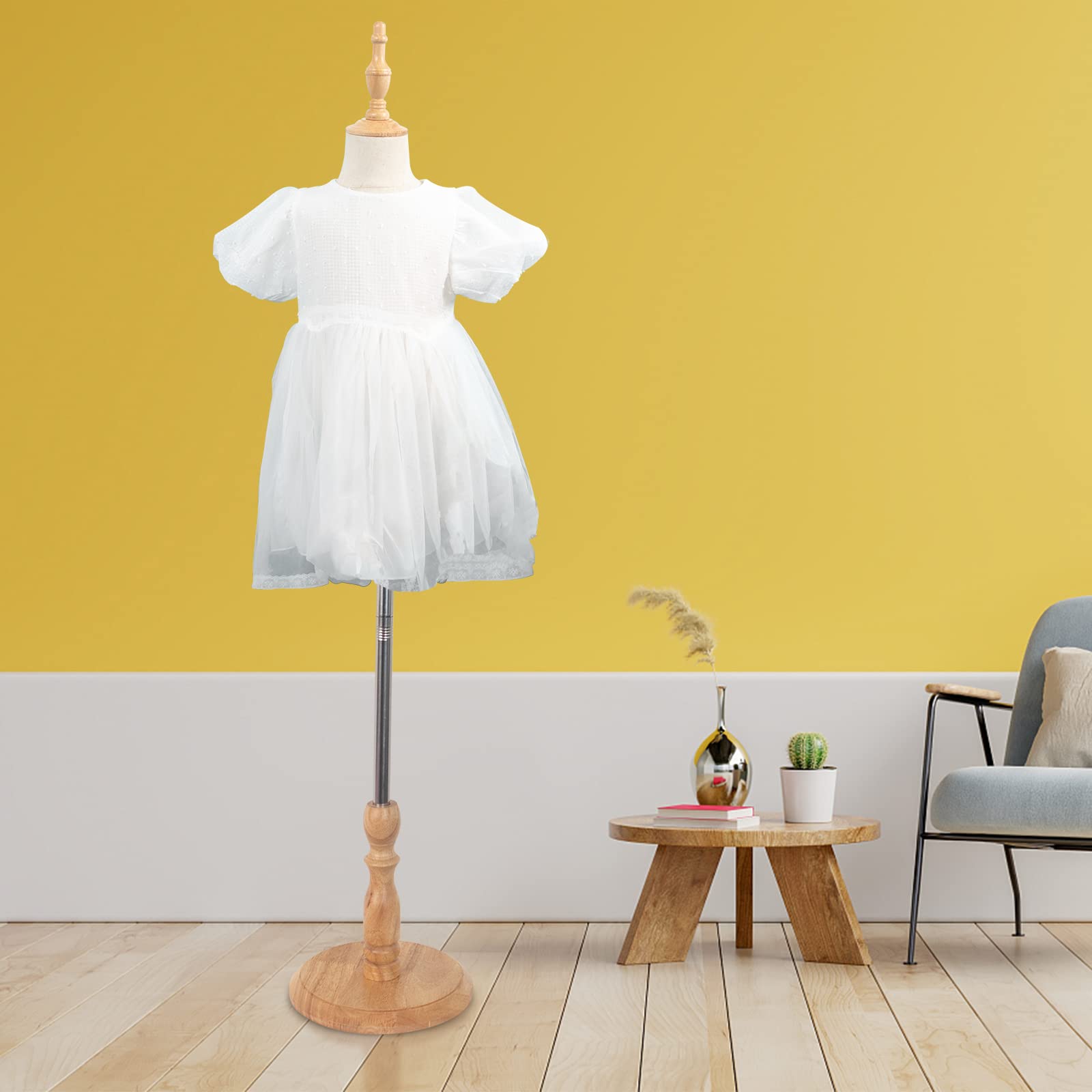 Kid Dress Form with Wooden Base, Mannequin Child Display Body Bust Forms Maniki, 4-5 Years Old