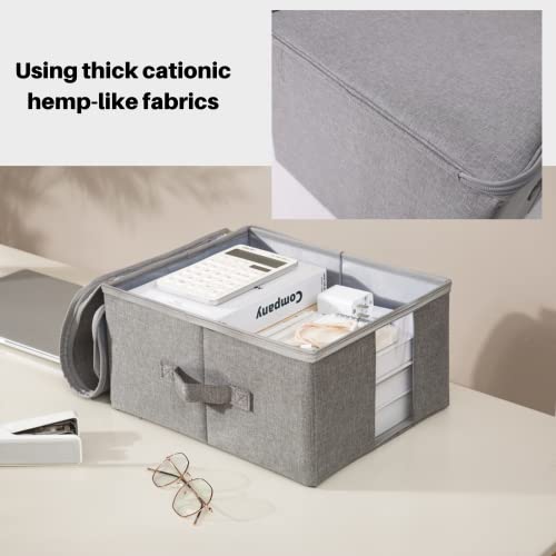 CANFOD Under Bed Storage 2 Pack, Under Bed Storage Containers, Blanket Storage Thick Panel, Underbed Storage Clear Window, Stackable Clothes Storage Bins (L(17.7x13.7x9.8in)for 20-25 T shirts, Light grey)