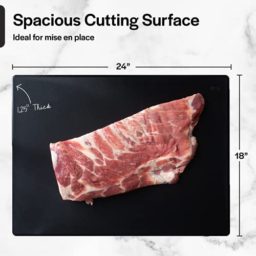 Thirteen Chefs Large Cutting Boards for Kitchen - 24" x 18" x .5" Professional HDPE Plastic Chopping Board for Carving, Dicing, Mashing and More - Commercial Grade & Dishwasher Safe, Black
