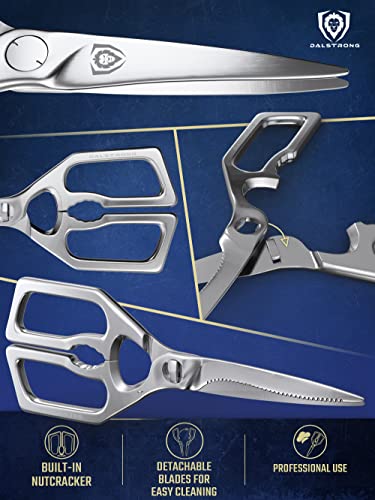Dalstrong Professional Kitchen Scissors - 420J2 Japanese Stainless Steel - Ambidextrous Kitchen Shears - Detachable - Heavy Duty Sharp Blade - Vegetable, Meat, Pizza Scissors - Food Stain Resistant