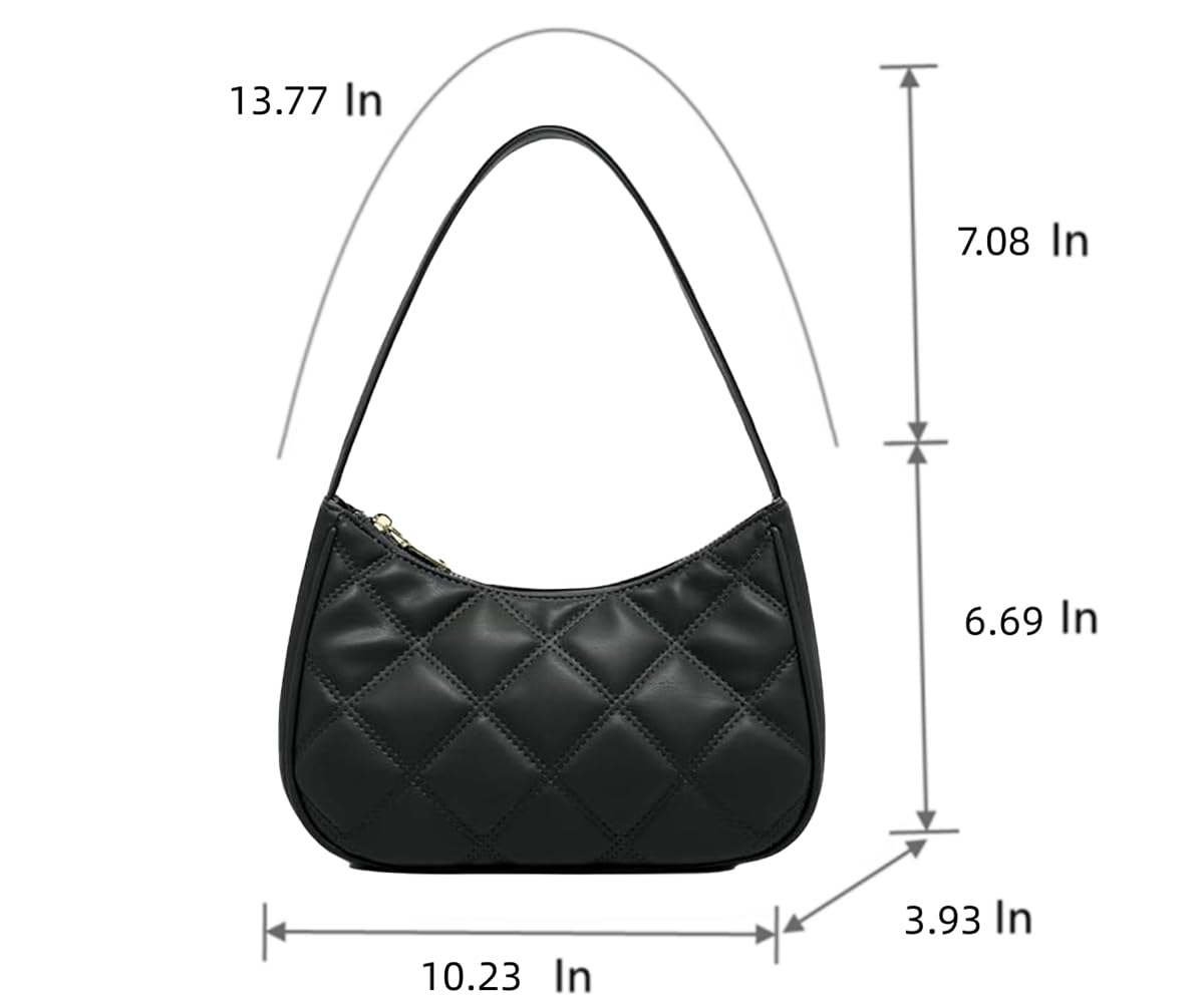 CYHTWSDJ Shoulder Bags for Women, Cute Hobo Tote Handbag Mini Clutch Purse with Zipper Closure (Black LG)