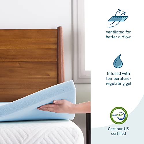 Lucid 3 Inch Mattress Topper Queen - Gel Infused Memory Foam โ Memory Foam Mattress Topper Queen โ Ventilated Design โ CertiPur Certified