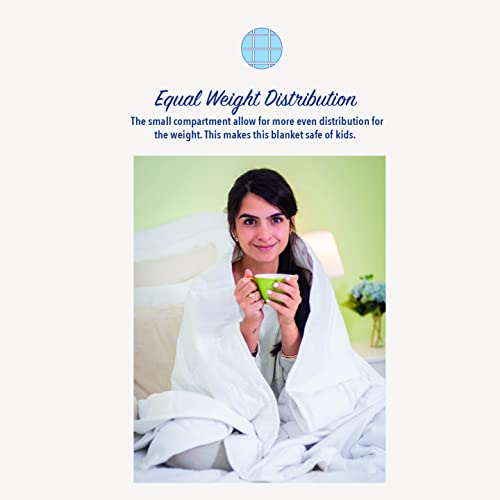 Bravilia Weighted Blanket Twin Size (48'' X 72'' Inches) Weight 15 LBS - Eco - Luxury Soft Cool 100% Cotton in White