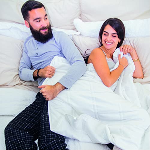 Bravilia Weighted Blanket Twin Size (48'' X 72'' Inches) Weight 15 LBS - Eco - Luxury Soft Cool 100% Cotton in White