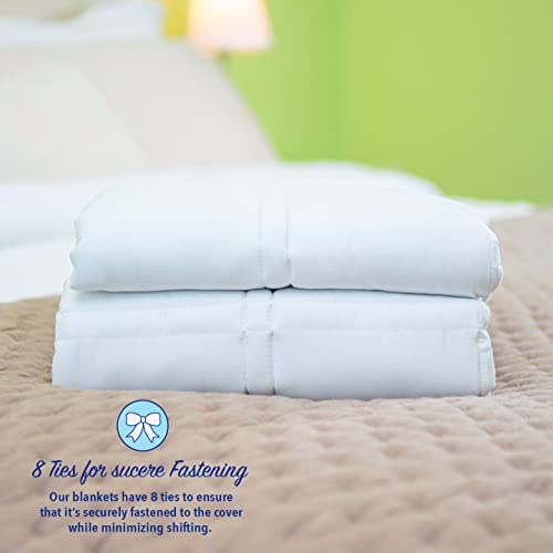 Bravilia Weighted Blanket Twin Size (48'' X 72'' Inches) Weight 15 LBS - Eco - Luxury Soft Cool 100% Cotton in White