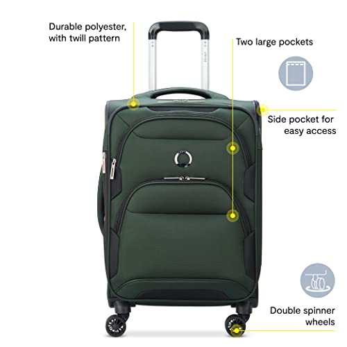 DELSEY PARIS Sky Max 2.0 Softside Expandable Luggage with Spinner Wheels, Blue, Checked-Large, 28 Inch