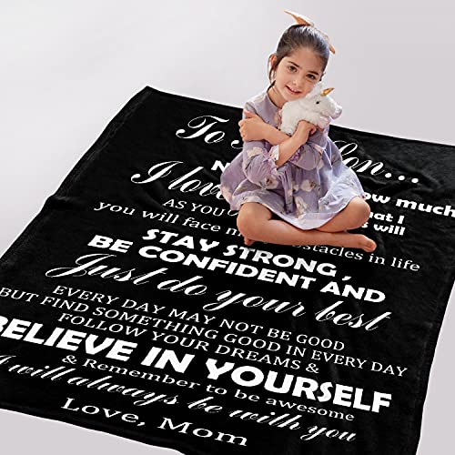 to My Son I Love You Forever from Mom Blanket Cozy Soft Lightweight Flannel Throw Blanket for Bed Sofa Travel All Season 80"x60"