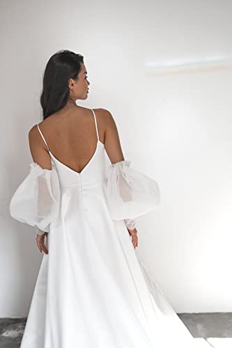 Passat Ivory Long Detachable Chiffon Puff Sleeves For Wedding Dress Spark Detachable Sleeves For Wedding Dresses Add On 04