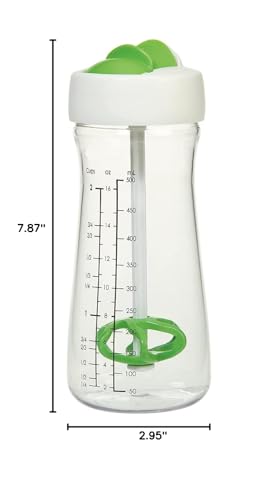 GFZYLQ Salad Dressing Shaker Container, Dripless Pour, Leak-free, Soft Grip, BPA Free, Homemade Salad Dressing Bottle Mixer Measure, 500ml