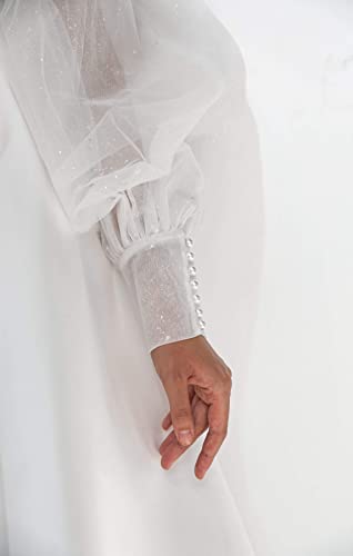 Passat Ivory Long Detachable Chiffon Puff Sleeves For Wedding Dress Spark Detachable Sleeves For Wedding Dresses Add On 04