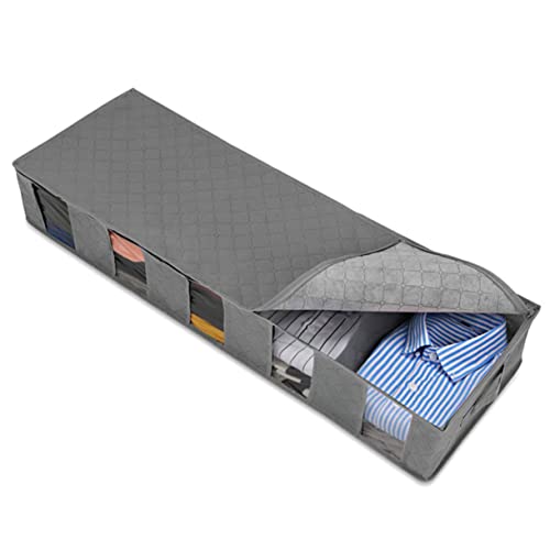 STOBAZA 1pc box Container Bed Bins Storage Quilt Dividers Capacity Clothes Gray Under Bags Non-woven Zipper and Shoe Divider Cloth for with Toys Clothing Practical Case